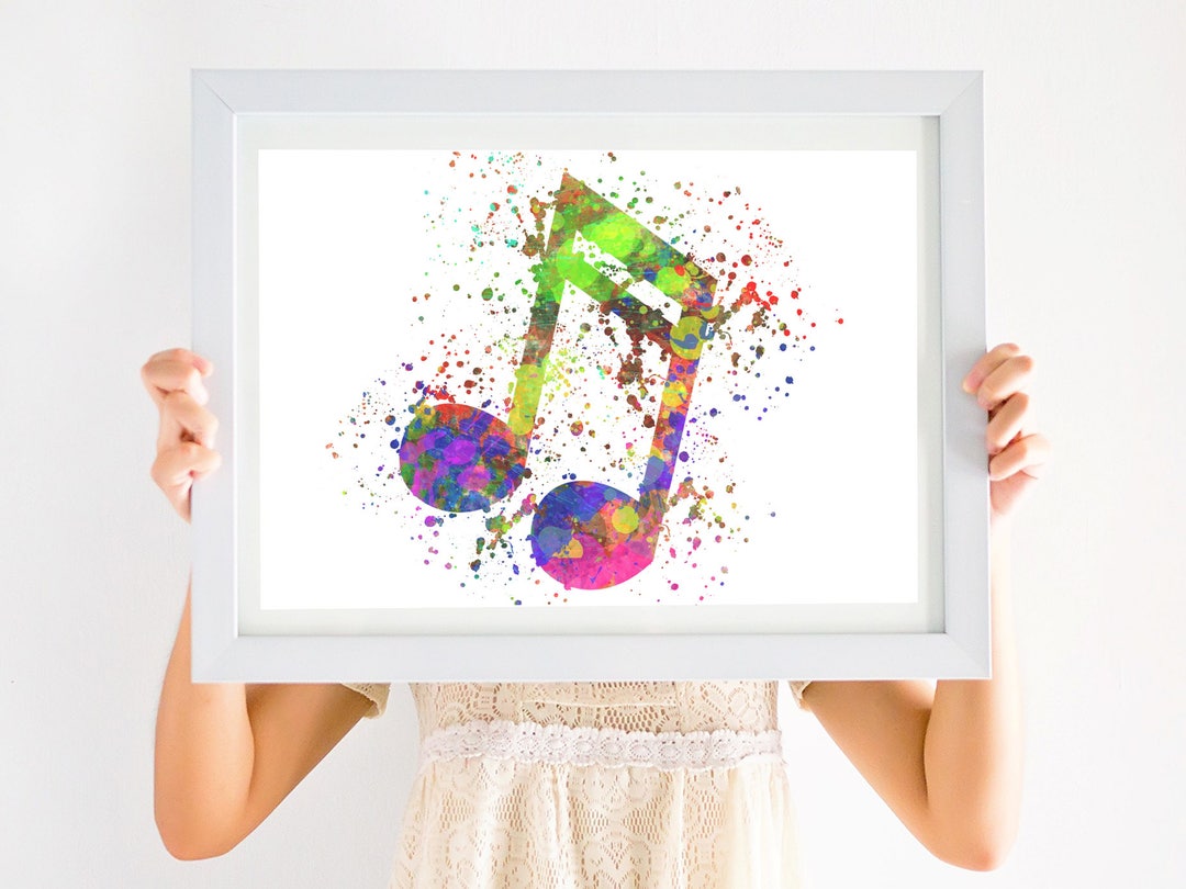 Music Note Abstract Art Print. Watercolor Paint Splatter. Musician ...