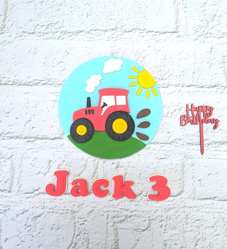 Personalized Tractor Cake Topper Set: Handmade Edible Fondant ...