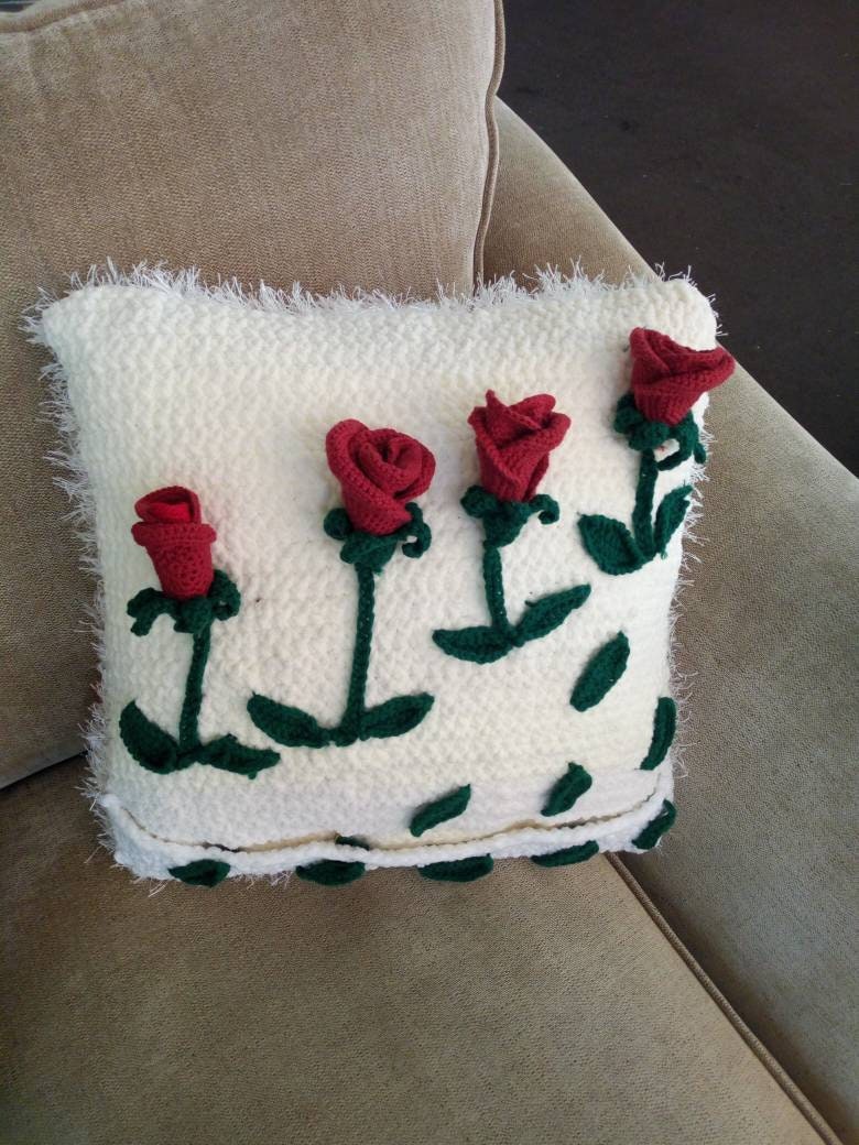 3D ROSES PILLOW PATTERN Pdf Framed Roses Crochet Wall Hanging - Etsy
