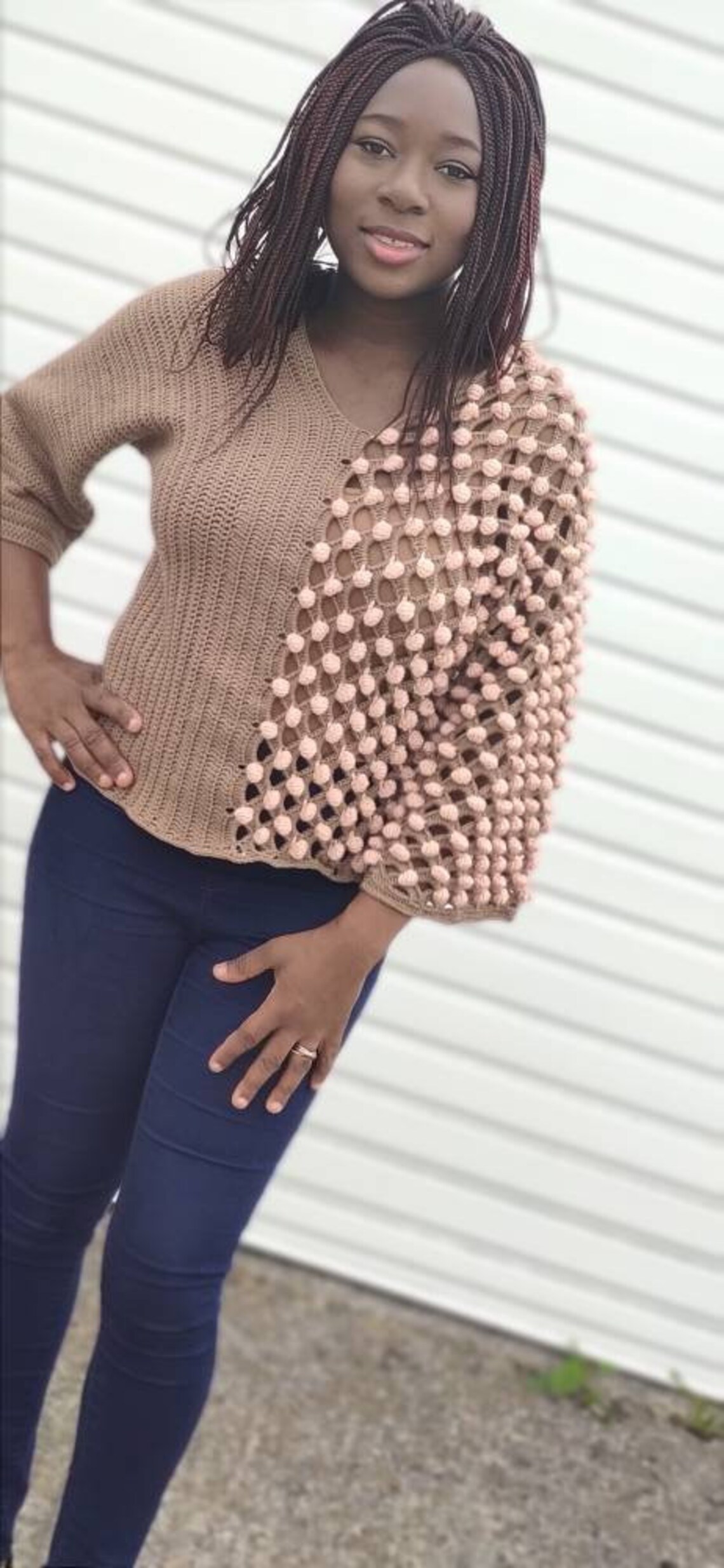 Crochet V Neck Sweater, Arcade Crochet Pullover, Size Inclusive Crochet ...