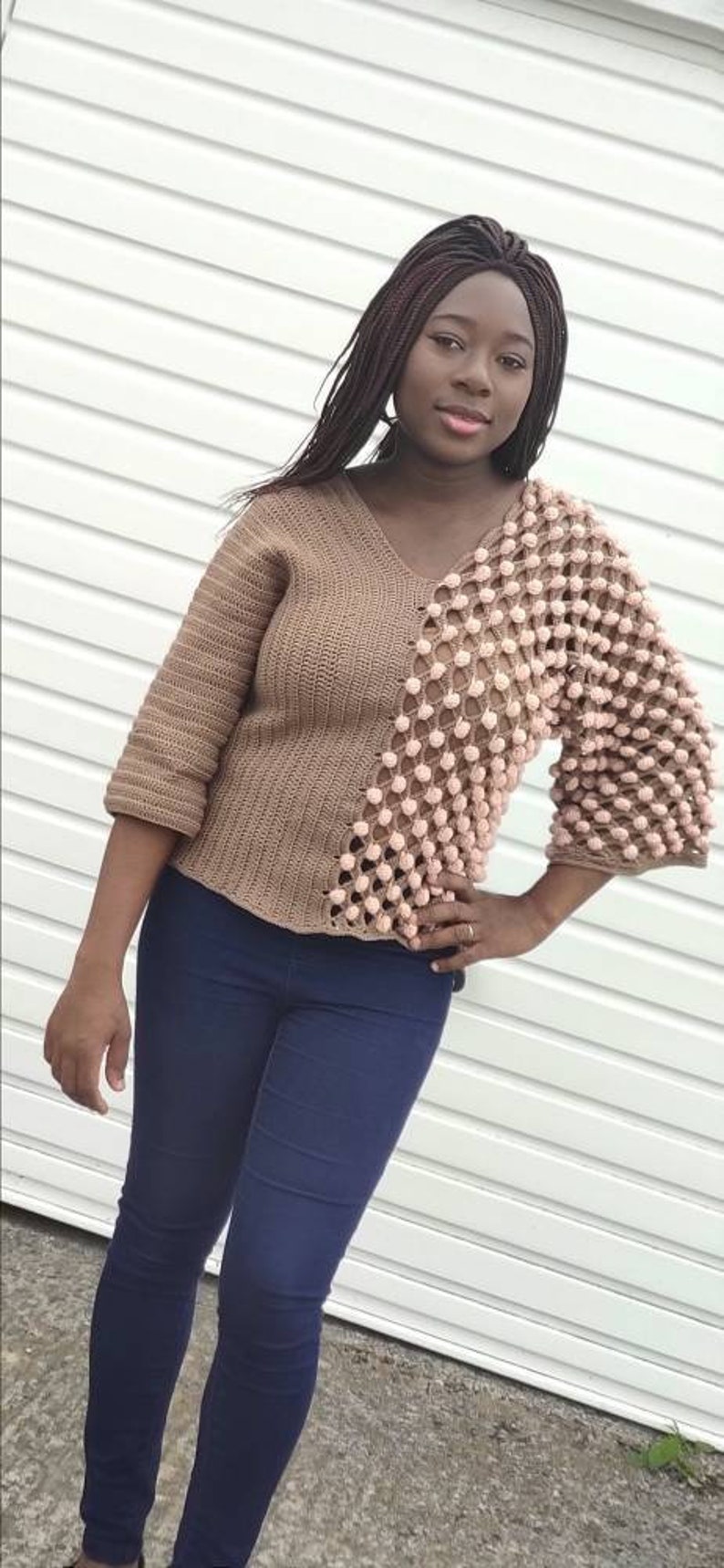 Crochet V Neck Sweater, Arcade Crochet Pullover, Size Inclusive Crochet ...