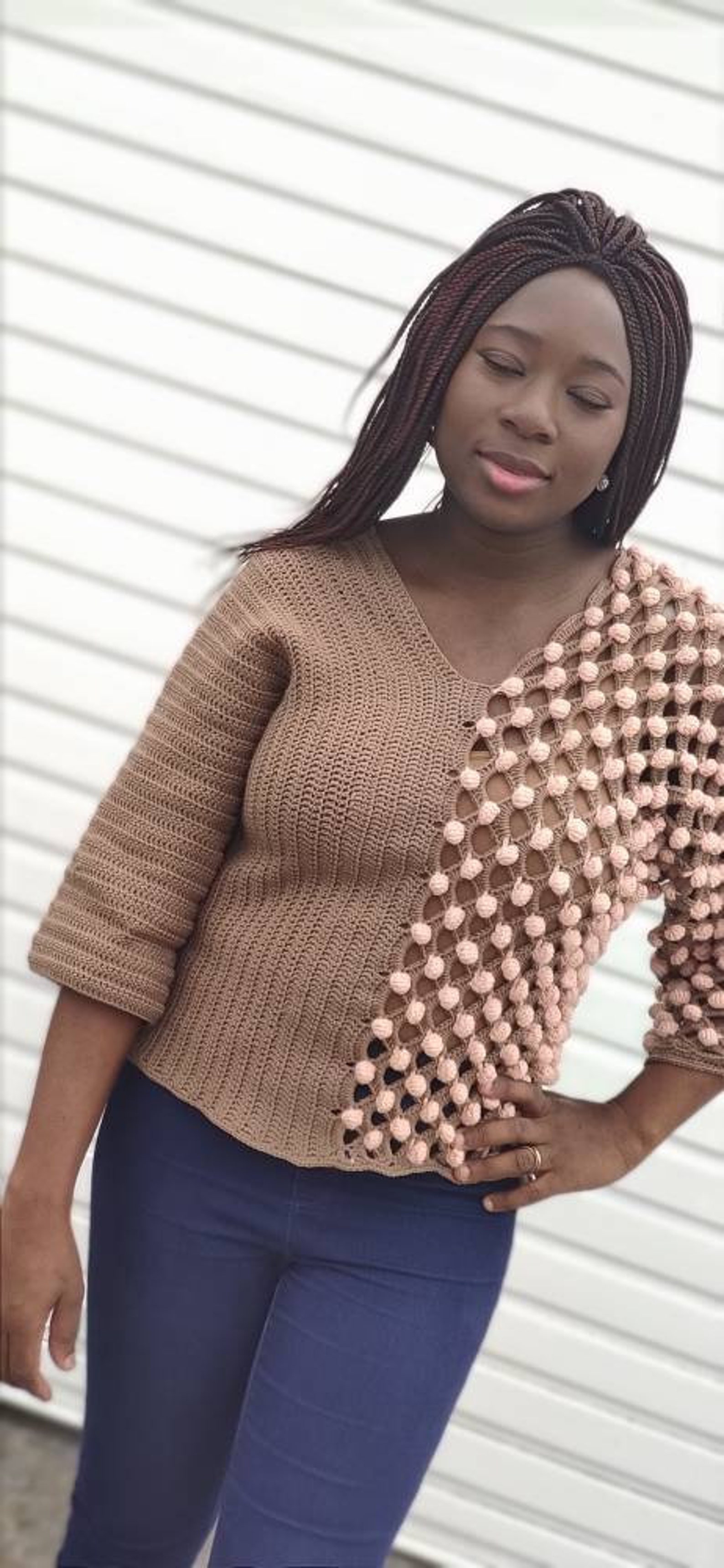 Crochet V Neck Sweater, Arcade Crochet Pullover, Size Inclusive Crochet ...
