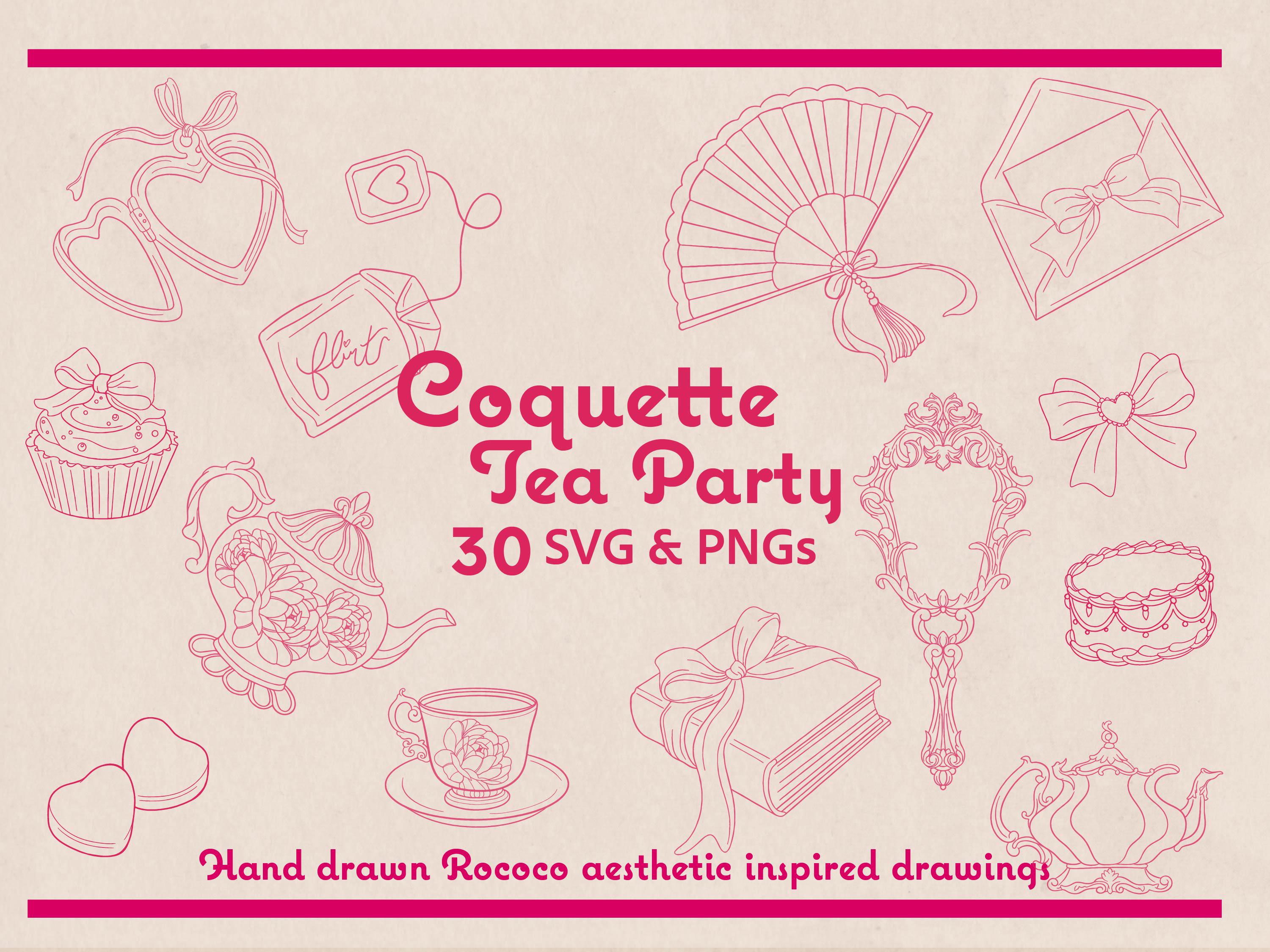30 PNG & SVG Coquette Tea Party, Cute Rococo Inspired Illustrations ...