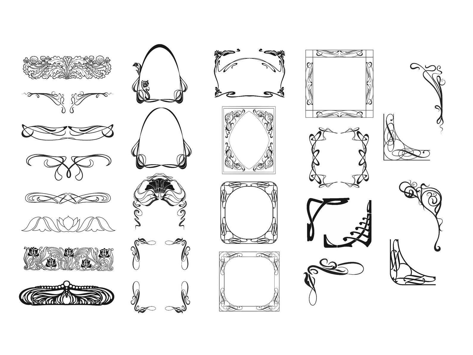 Procreate 40 Plus Art Nouveau Decorative Border, Frame, and Frame Outline Stamps - Etsy