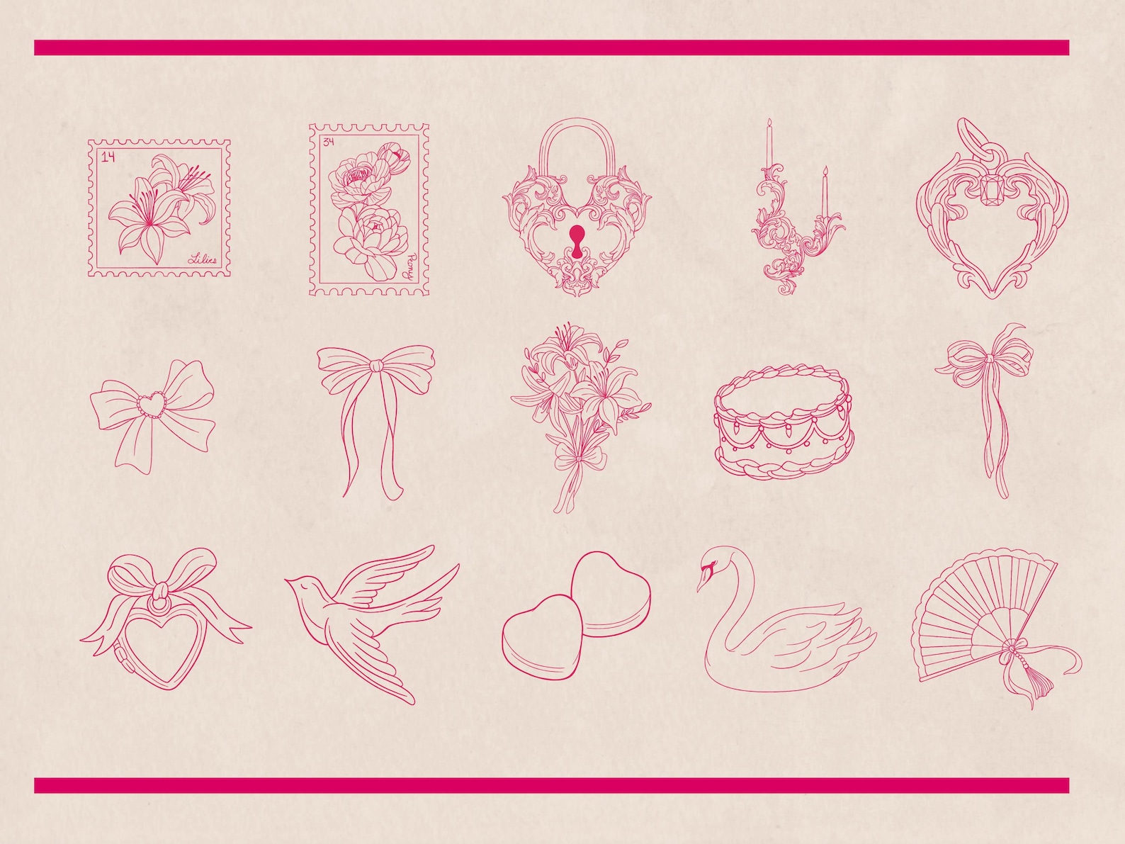 30 Procreate Stamps, Coquette Tea Party, Cute Rococo Inspired ...