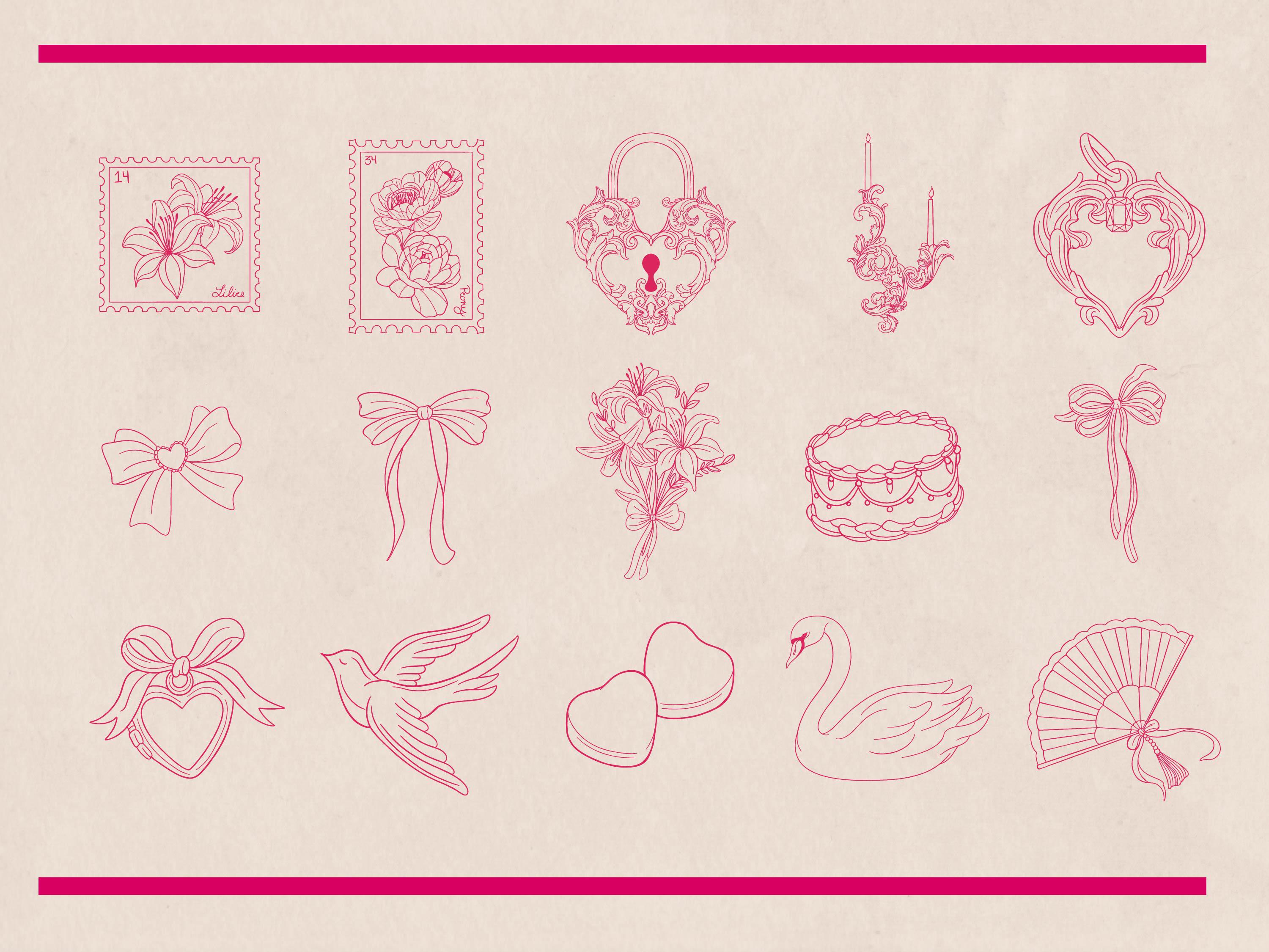 30 Procreate Stamps, Coquette Tea Party, Cute Rococo Inspired ...