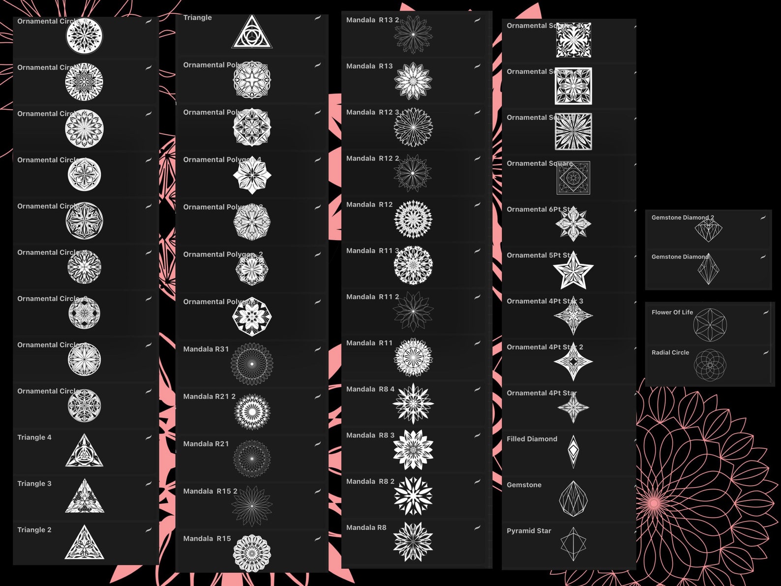 Procreate Ornamental Geometry Stamp Brush Set Digital - Etsy