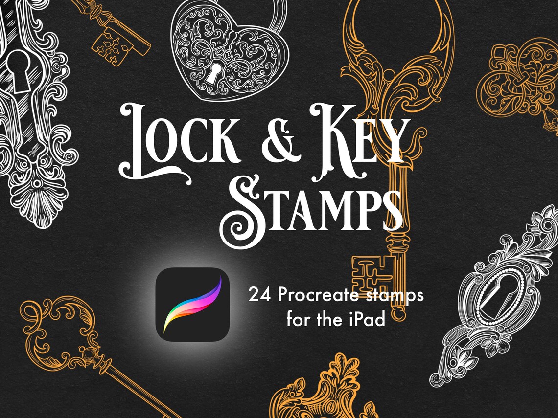Procreate 24 Vintage Lock and Key Ornamental Stamp Brush Set - Etsy