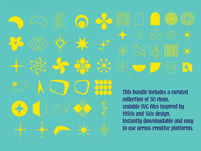 Mid-century Modern Shapes SVG Bundle: Retro Atomic Vector Graphics - Etsy