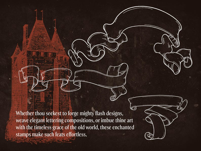 35 Procreate Medieval Fantasy Banner Stamps, Vintage Style ...