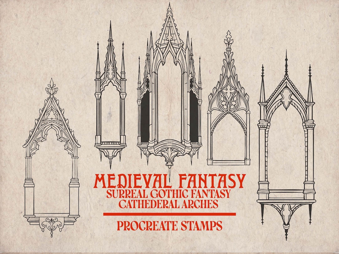 Gothic Church Procreate Stamps: Medieval Tattoo Flash Designs - Etsy