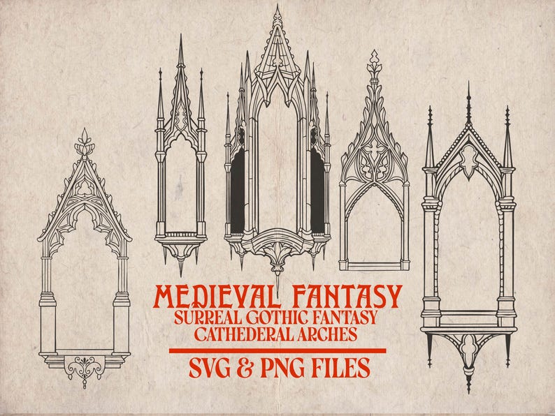 Gothic Church SVG and PNG Files: Medieval Clip Art Designs - Etsy