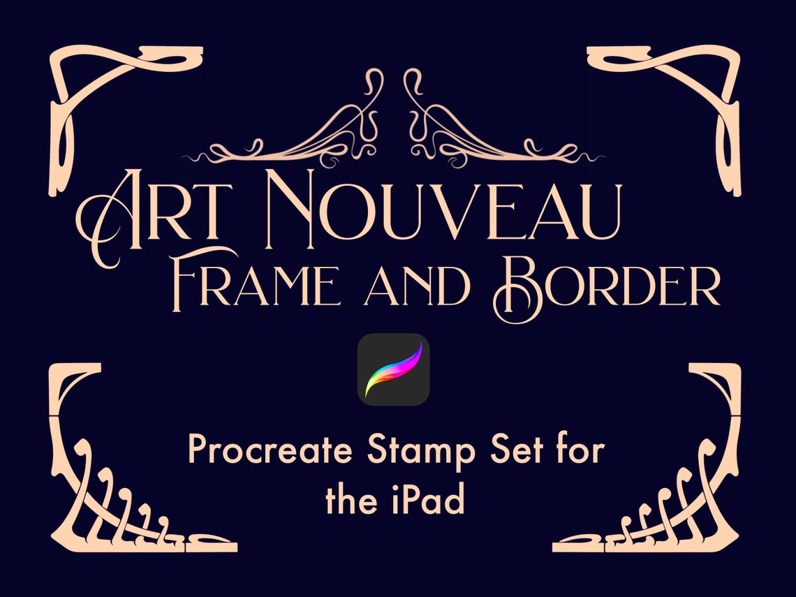 Procreate 40 Plus Art Nouveau Decorative Border, Frame, and Frame Outline Stamps - Etsy