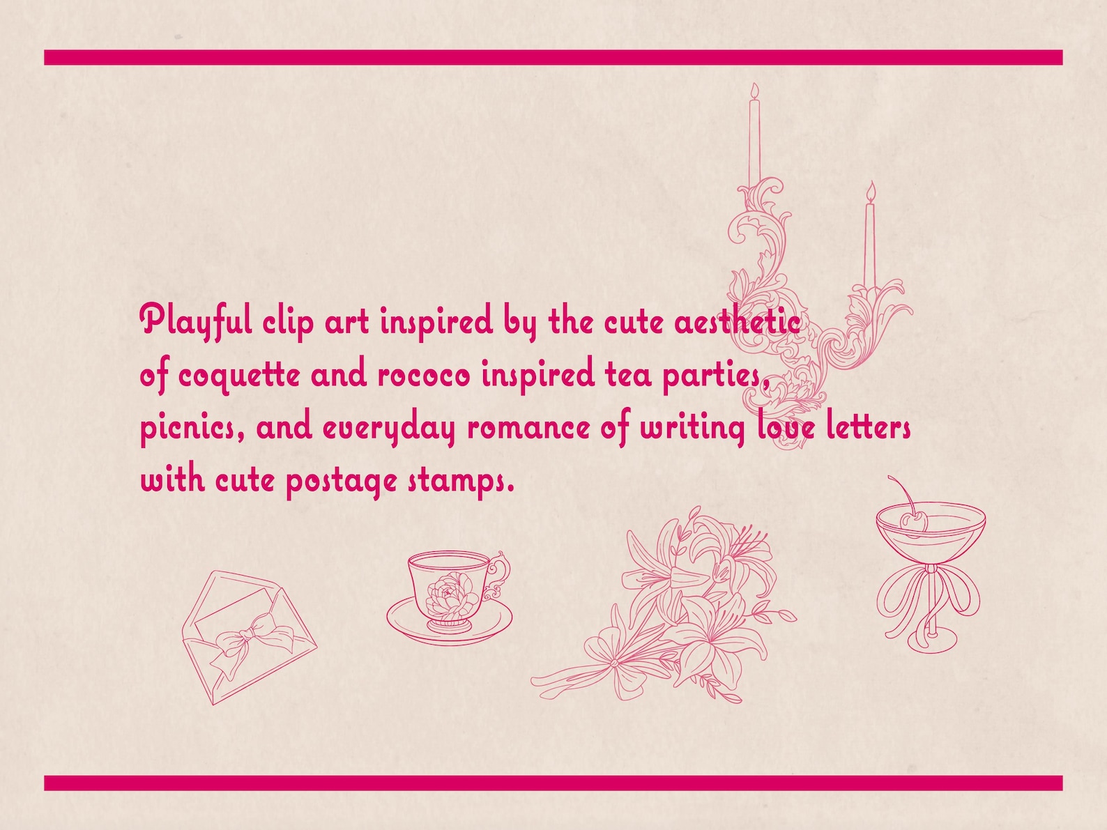 30 Procreate Stamps, Coquette Tea Party, Cute Rococo Inspired ...