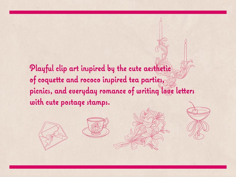 30 PNG & SVG Coquette Tea Party, Cute Rococo Inspired Illustrations ...