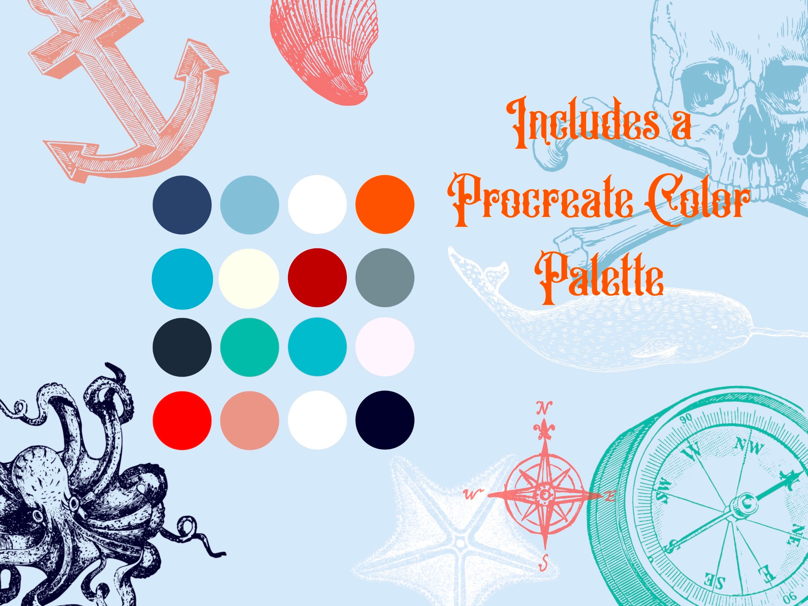 Procreate Nautical Ocean Adventure Vintage Collection Stamp and Brush ...