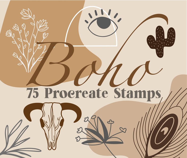 75 Boho Procreate Stamps Digital Stamp Brush File Graphic - Etsy