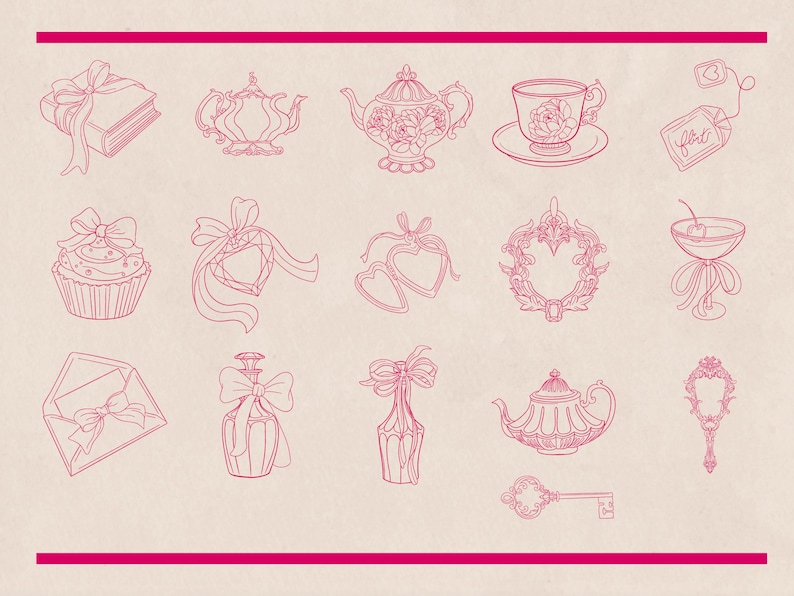 30 PNG & SVG Coquette Tea Party, Cute Rococo Inspired Illustrations ...
