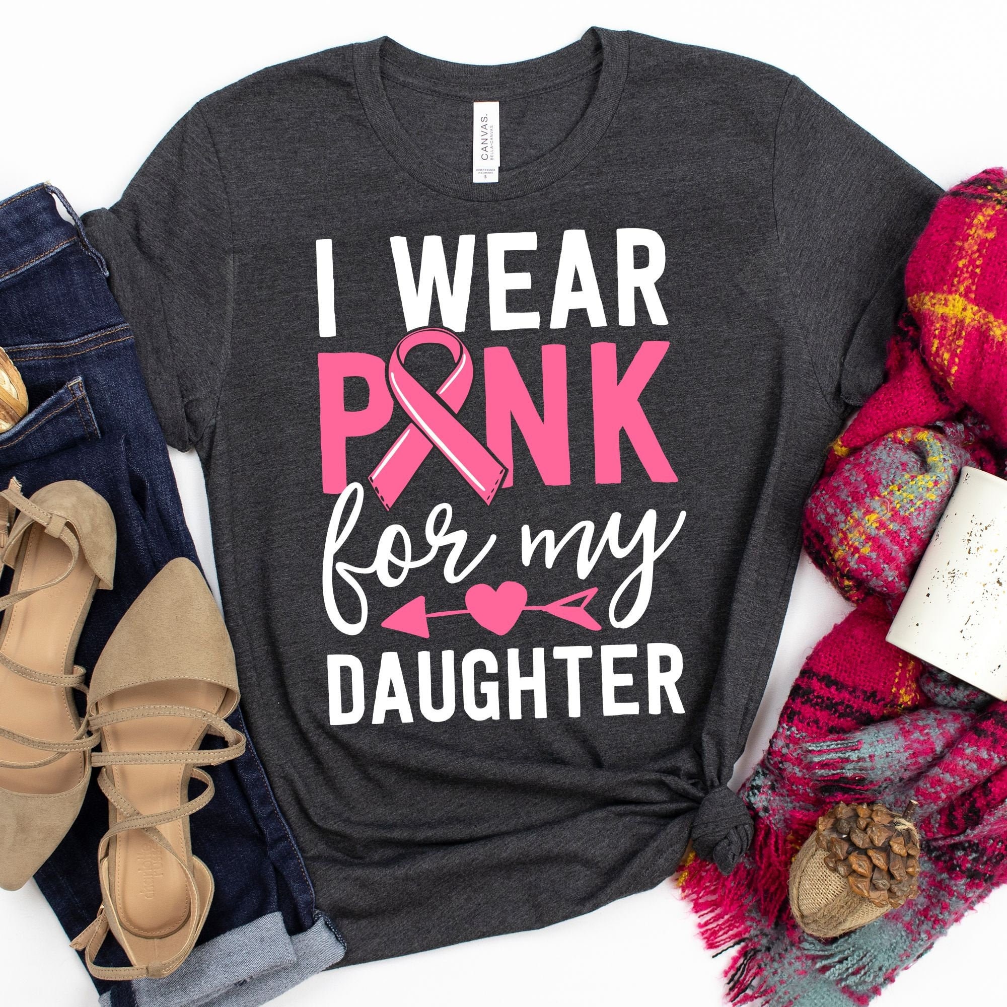 I Wear Pink For My Daughter T-Shirt / Breast Cancer Shirt / | Etsy