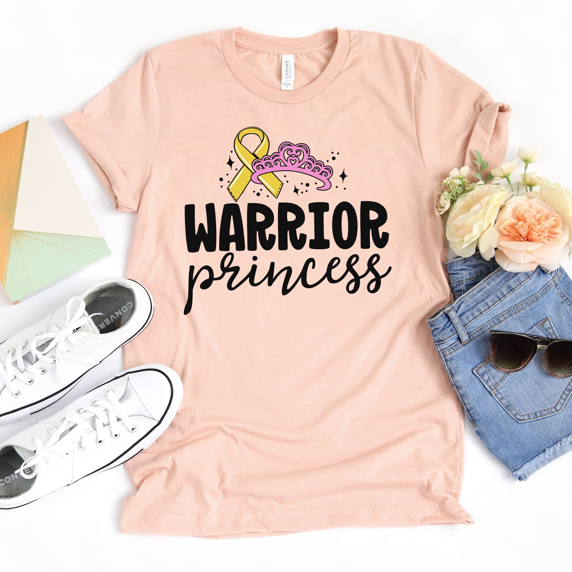 Warrior Princess T-Shirt / Gold Ribbon / Childhood Cancer Tee | Etsy