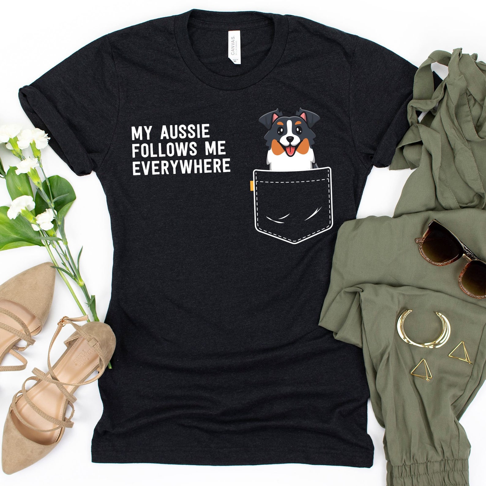 My Aussie Follows Me Everywhere T-shirt / Australian Shepherd - Etsy