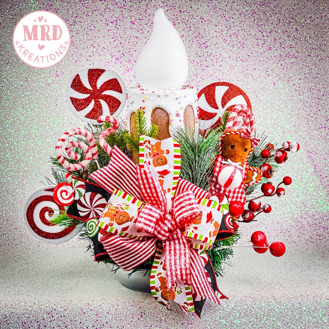 Gingerbread Candle Centerpiece, Gingerbread Decor, Christmas Table Top ...