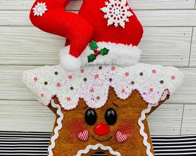 Gingerbread Cookie Wreath Attachment, Christmas Star Gingerbread Decor ...