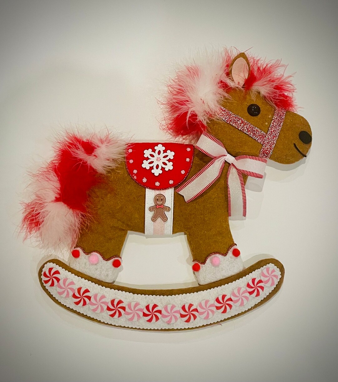 Gingerbread Rocking Horse Wreath Attachment, Christmas Gingie Decor ...