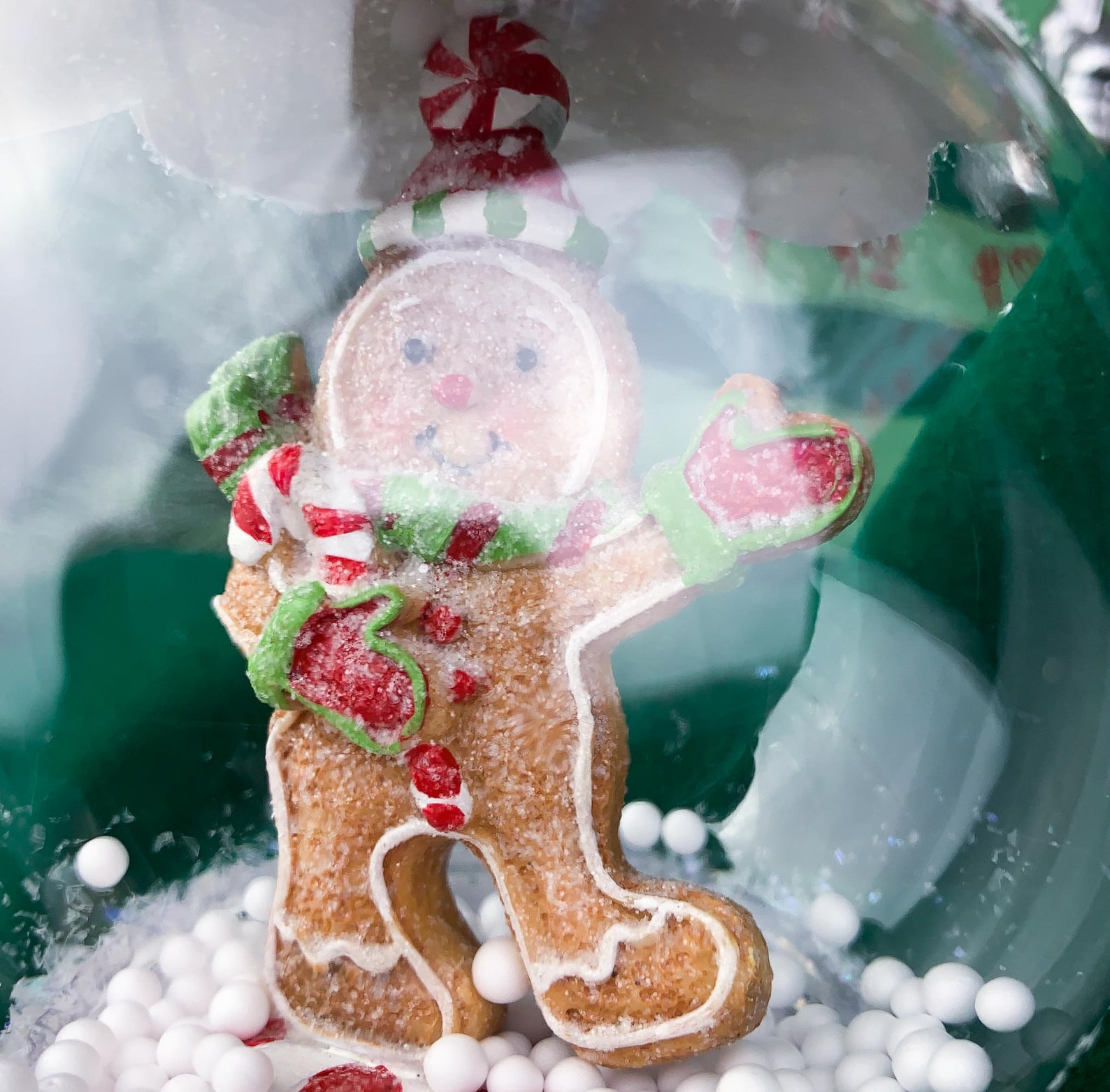 Gingerbread Snow Globe Christmas Decor, Gingerbread Decor, Tiered Tray ...