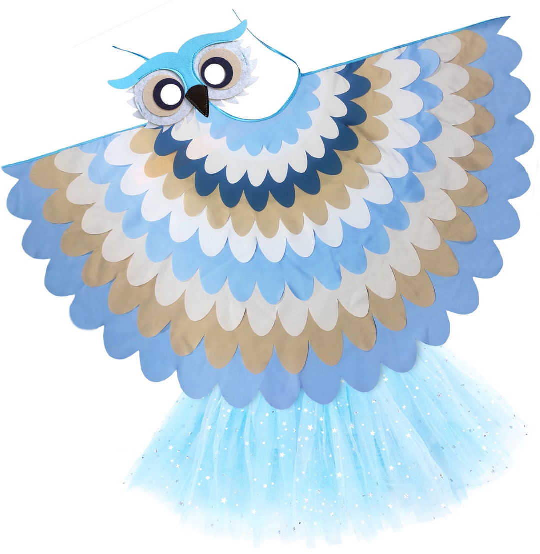 Bird Costume Girls Blue Owl Cape for Kids With Wings Mask Tutu Skirt ...