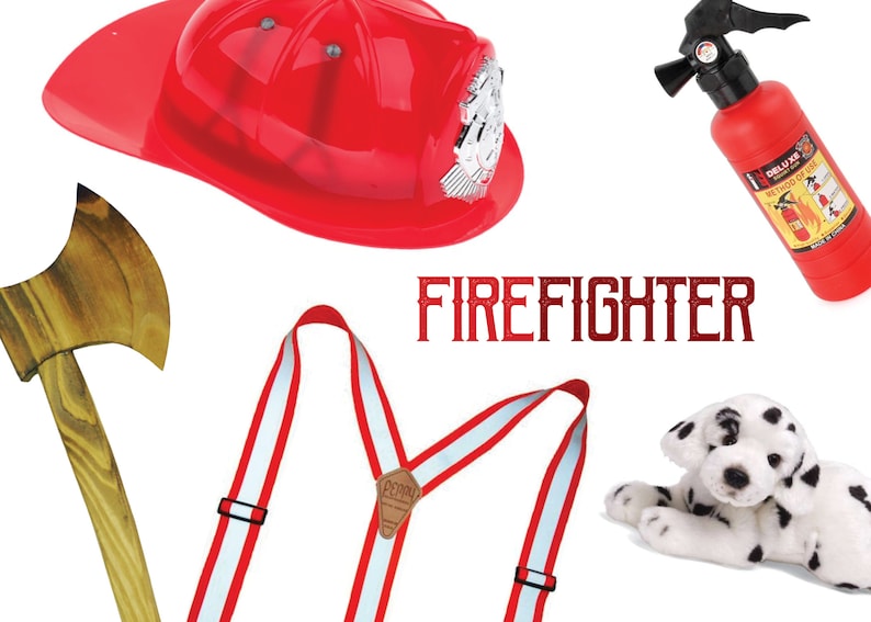 Childrens Firefighter Costume Box With Fireman Accessories for | Etsy