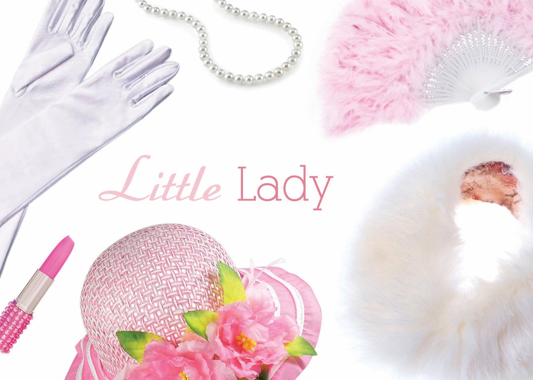 Childrens Little Lady Tea Party Costume Box With Dress up Hat, Fan ...