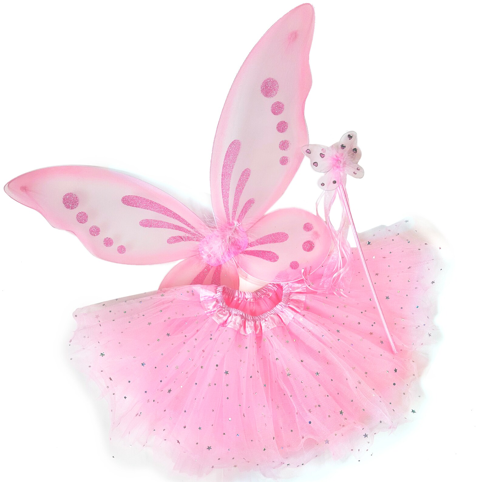 3-piece Sparkle Wire Wing Girls Butterfly Costume Fairy Wing Set With ...