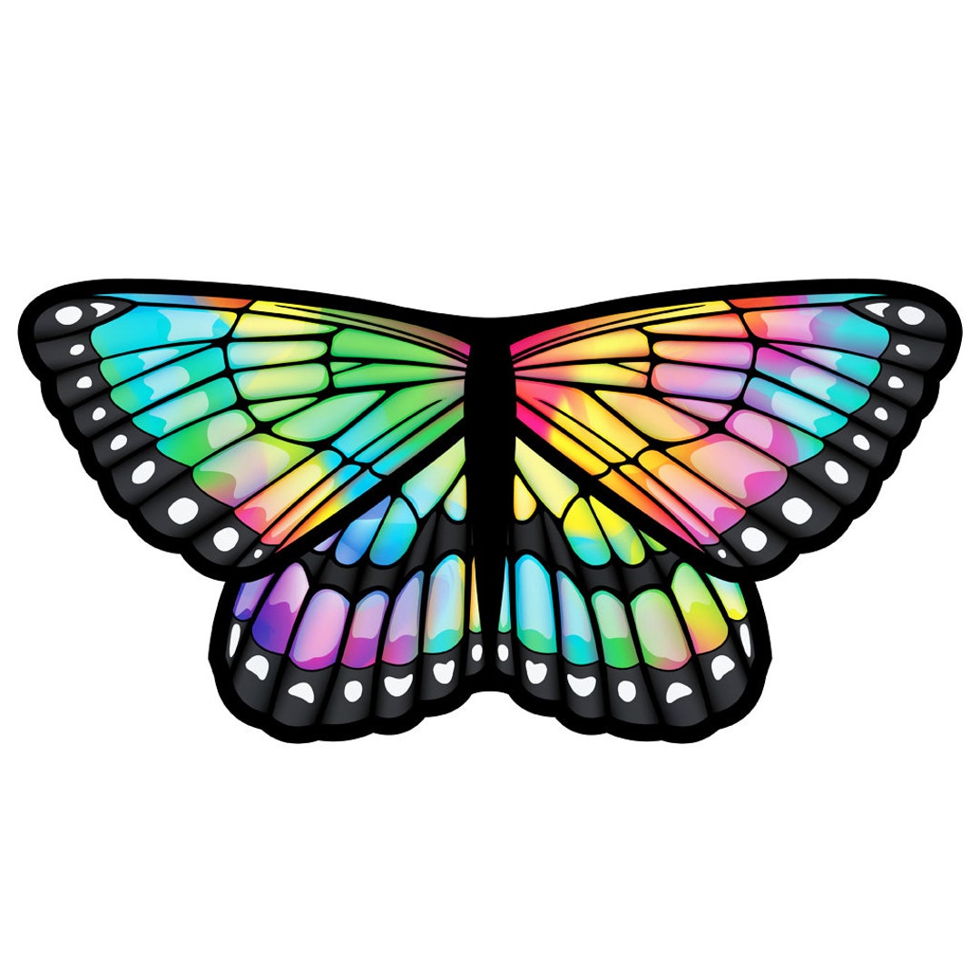 Child Girls Rainbow Butterfly Wings Kids Butterfly Wing Cape Dance ...