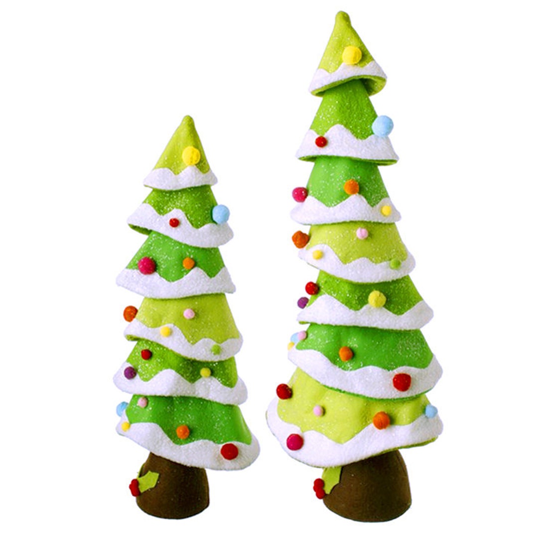 Decorative Bendable Christmas Tree Set of Two Holiday Felt Trees Decor ...