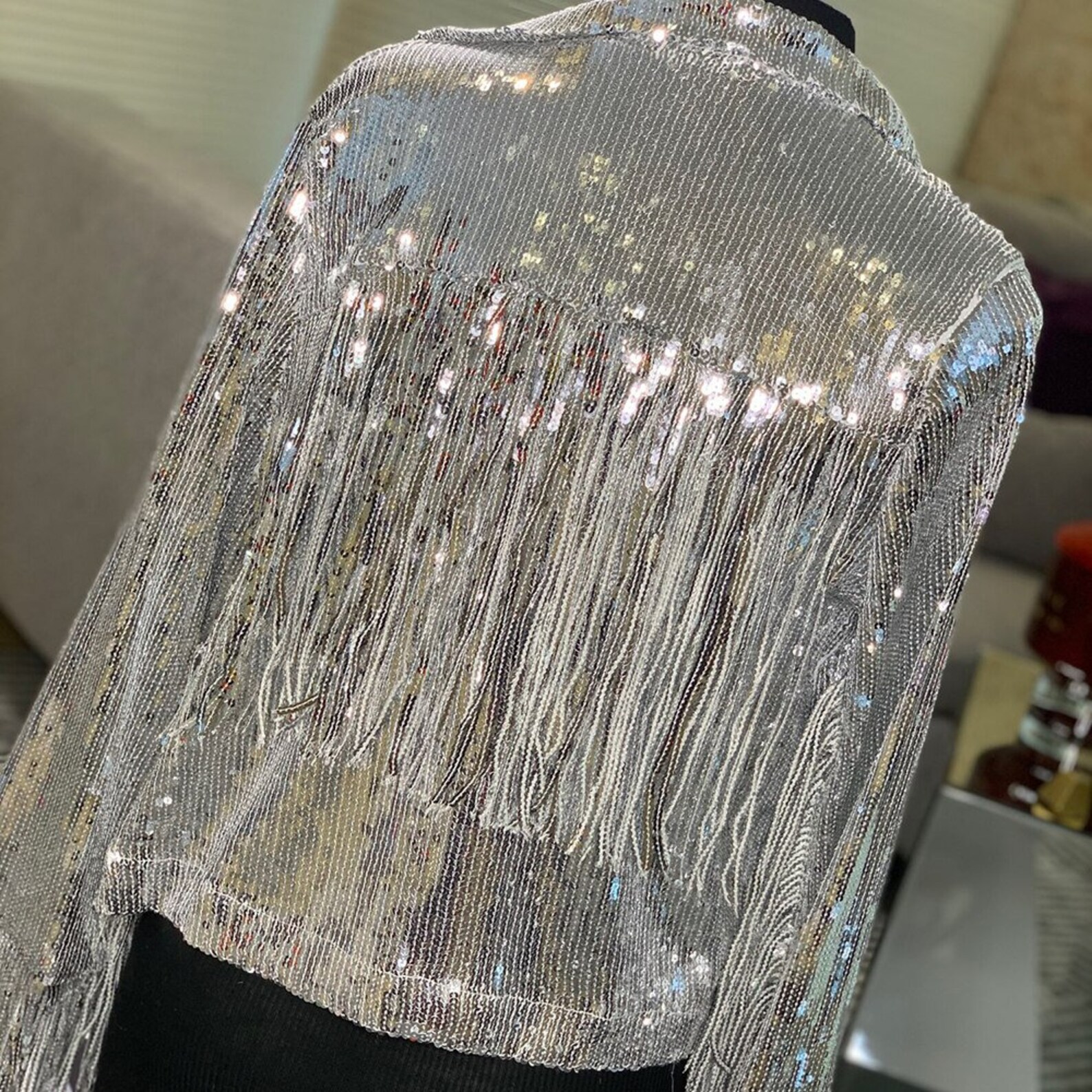 Silver Sequined Fringe Bolero Jacket Dolly Cowboy Western - Etsy