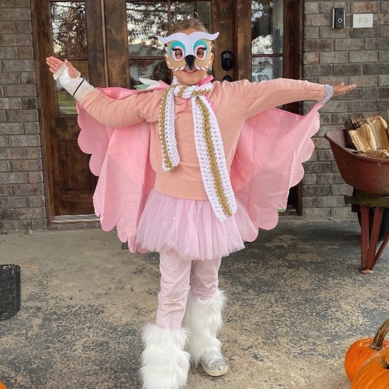 Bird Costume Girls Pastel Pink Owl Cape for Kids With Wings Mask Tutu ...
