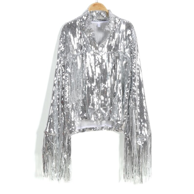 Silver Sequined Fringe Bolero Jacket Dolly Cowboy Western - Etsy