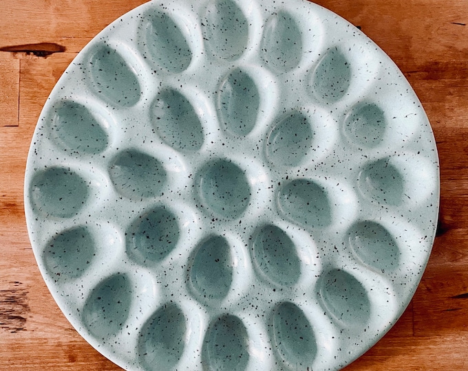 Ceramic Deviled Egg Plate Handmade Ceramic Egg Dish Oyster Dish Egg ...