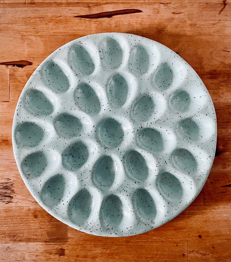 Pottery Turquoise Speckled Deviled Egg Platter - Etsy