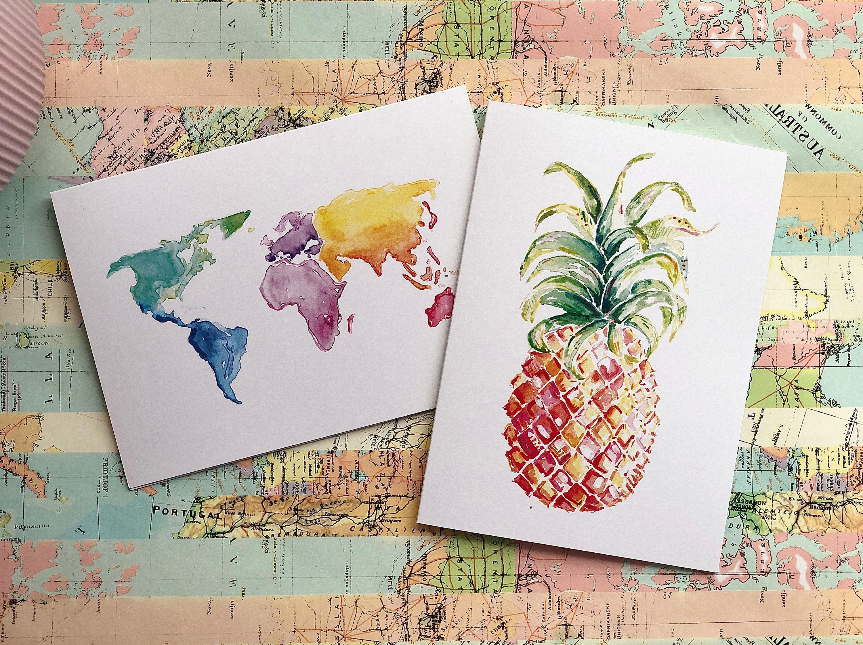 Greeting Cards Pineapple World Map Coffee Coffee Mug Coffee Moka Pot ...