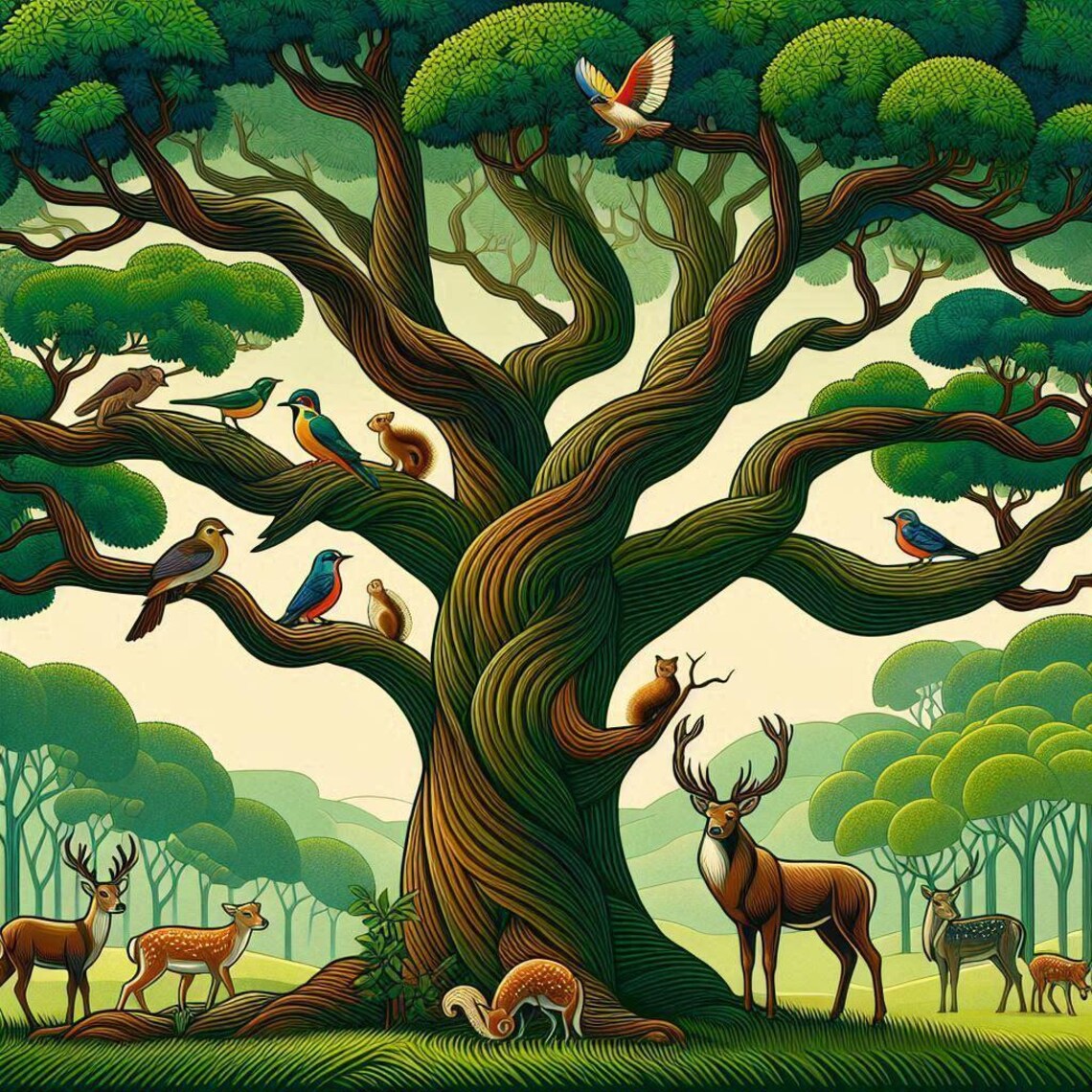 Ai Oak Tree Digital Wallpaper, Background for Tablets - Etsy