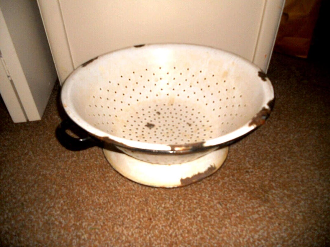 Enamelware Granite Ware Colander 20" Dura-ware Vintage Farm-house ...