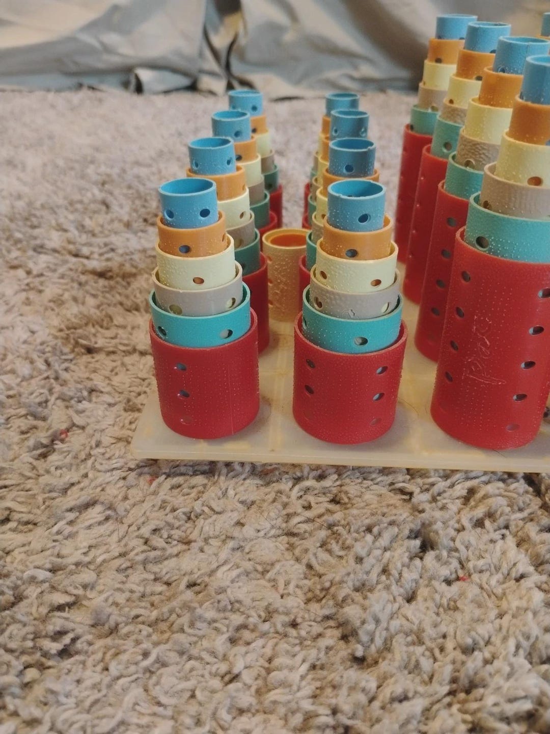 Vintage Plastic Curlers Rollers Barrel Style Textured Nesting Hair ...