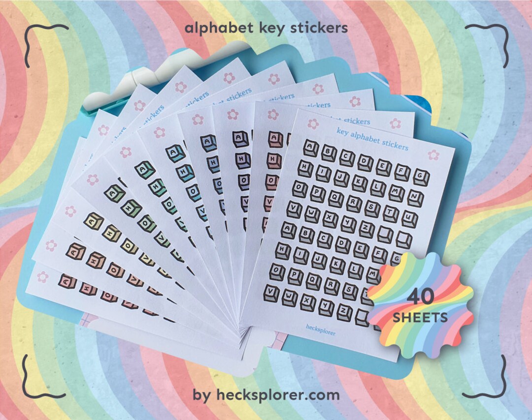 Alphabet Key Stickers 40 SHEET MEGA PACK Handmade Planner Stickers Hand ...