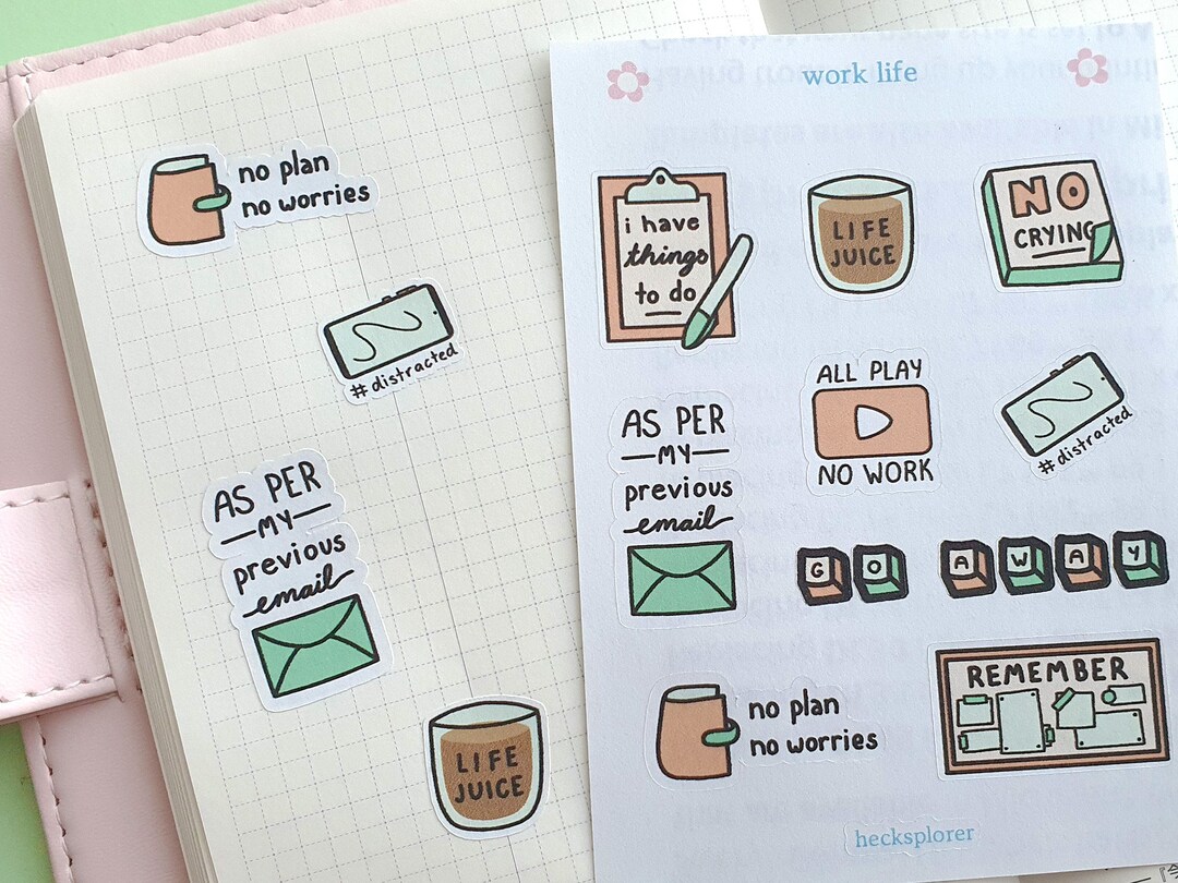 Work Life Balance Stickers kiss Cut Handmade Planner Stickers Hand ...
