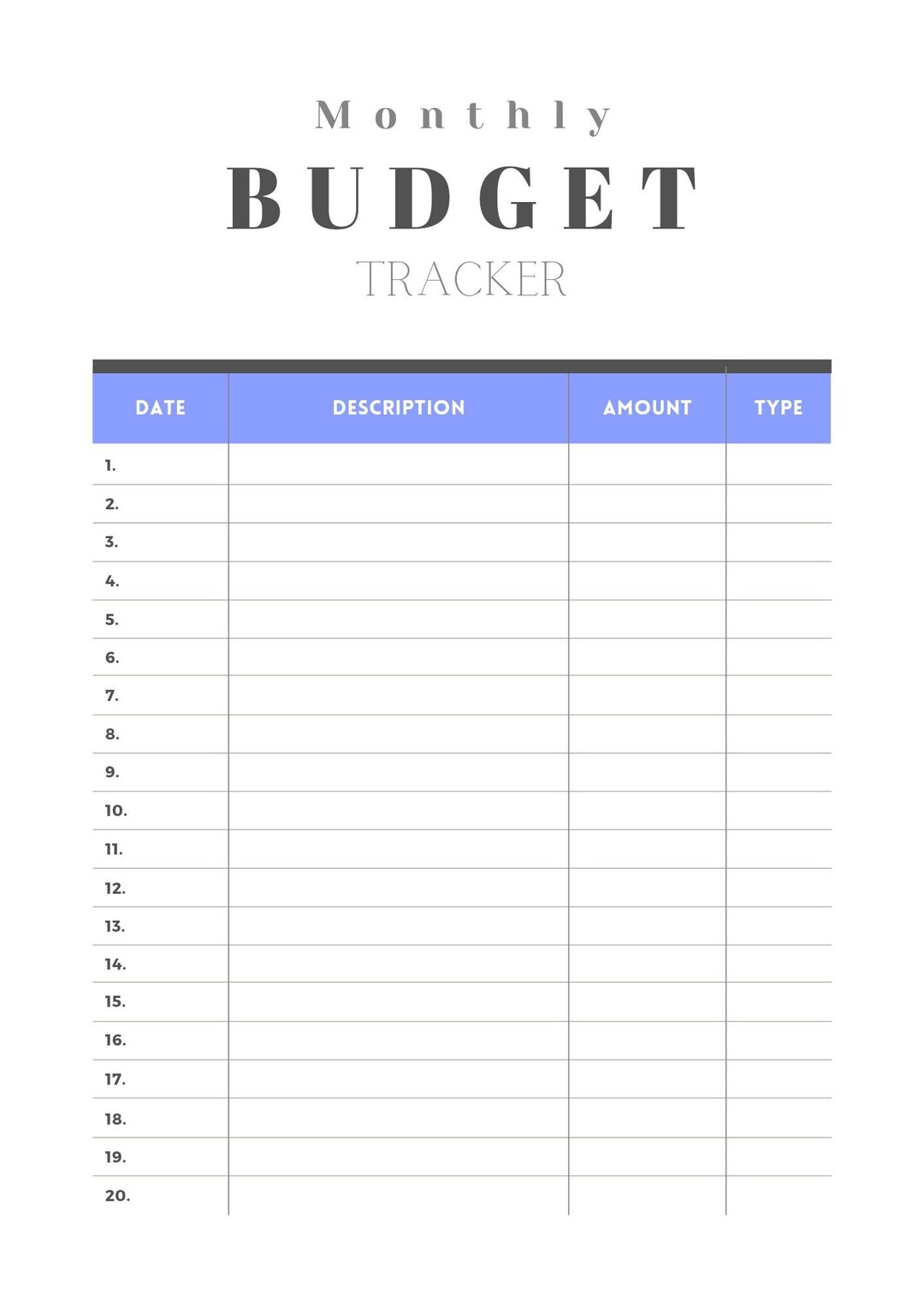 Printable Monthly Budget - Etsy