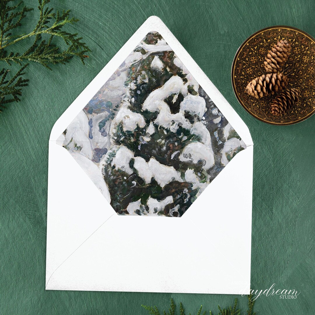 Winter Snow-covered Tree Envelope Liner | for Party Invites or ...