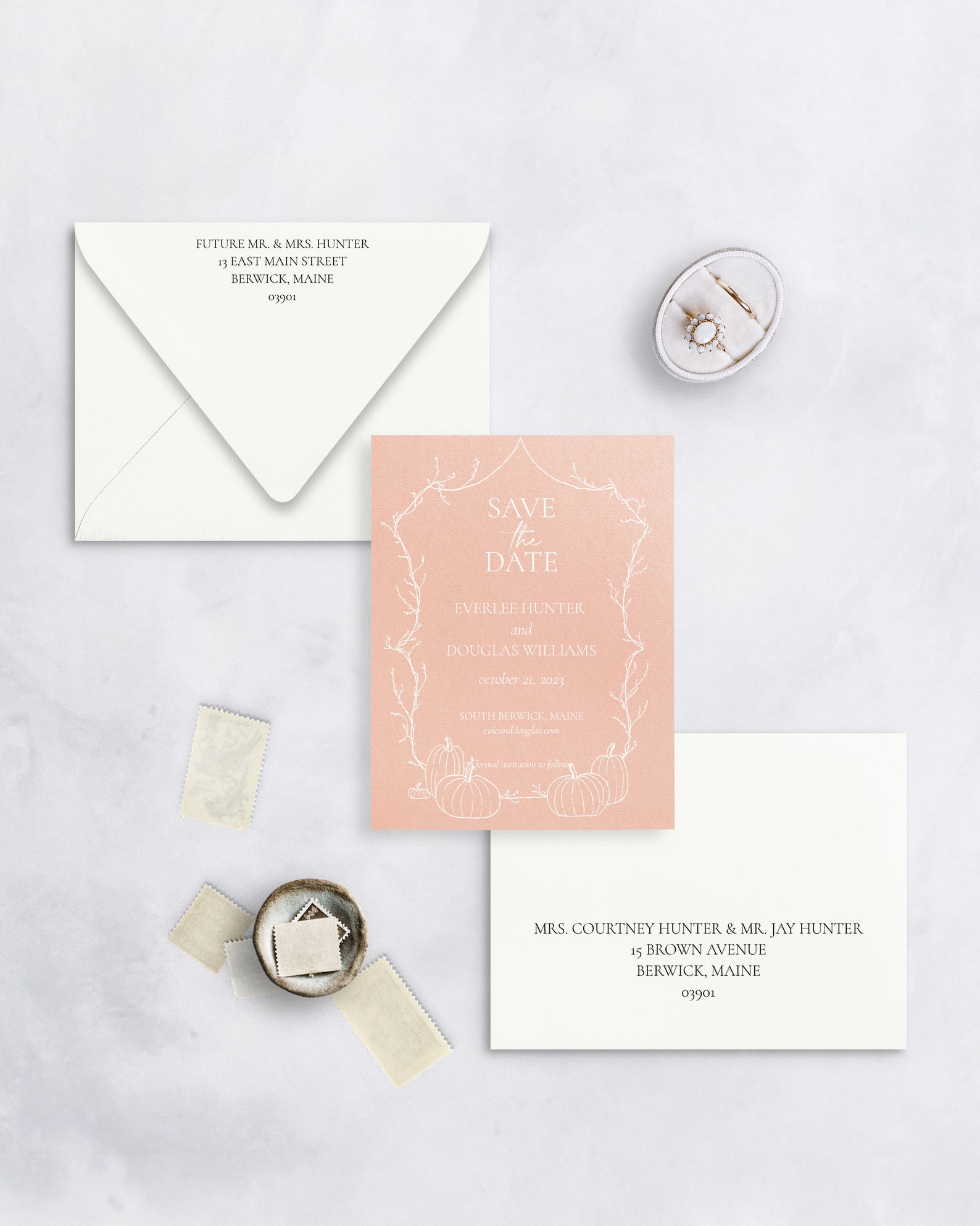 Autumn Save the Date Cards Rustic Crest With Pumpkins - Etsy