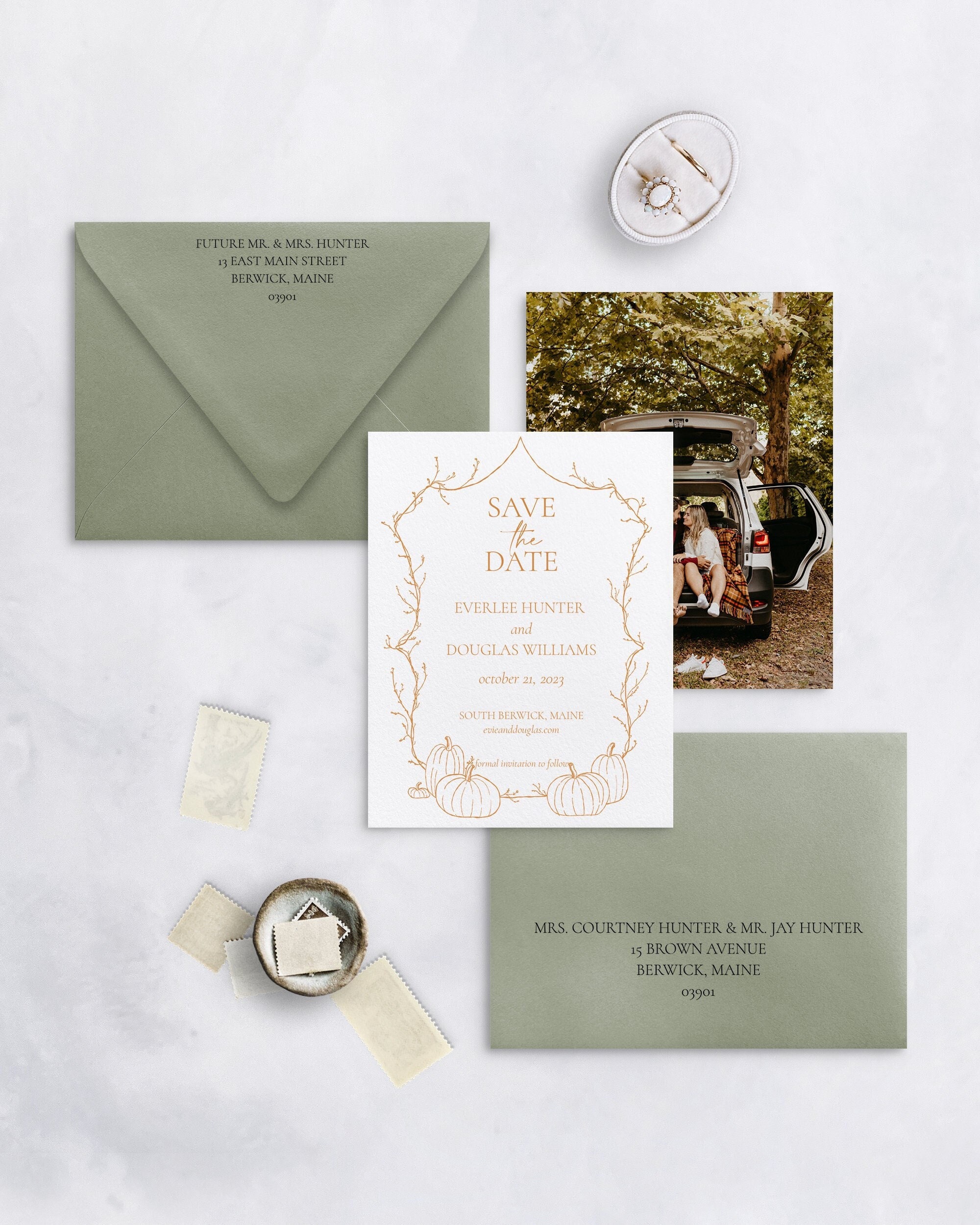 Autumn Save the Date Cards Rustic Crest With Pumpkins - Etsy